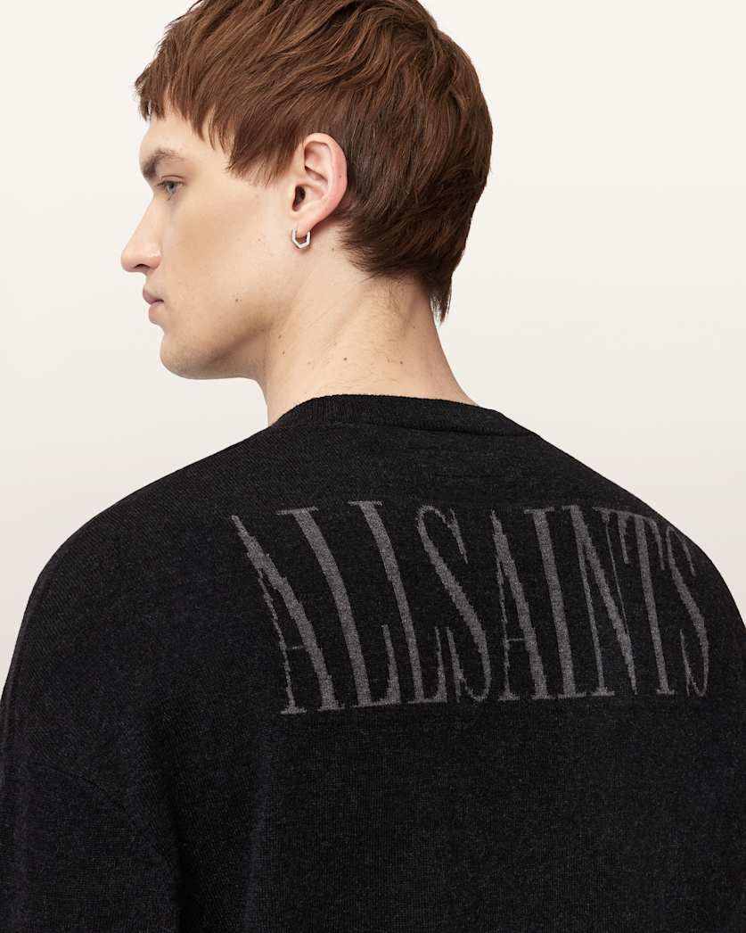 Skelli Crew Neck Wool Jumper Black | ALLSAINTS